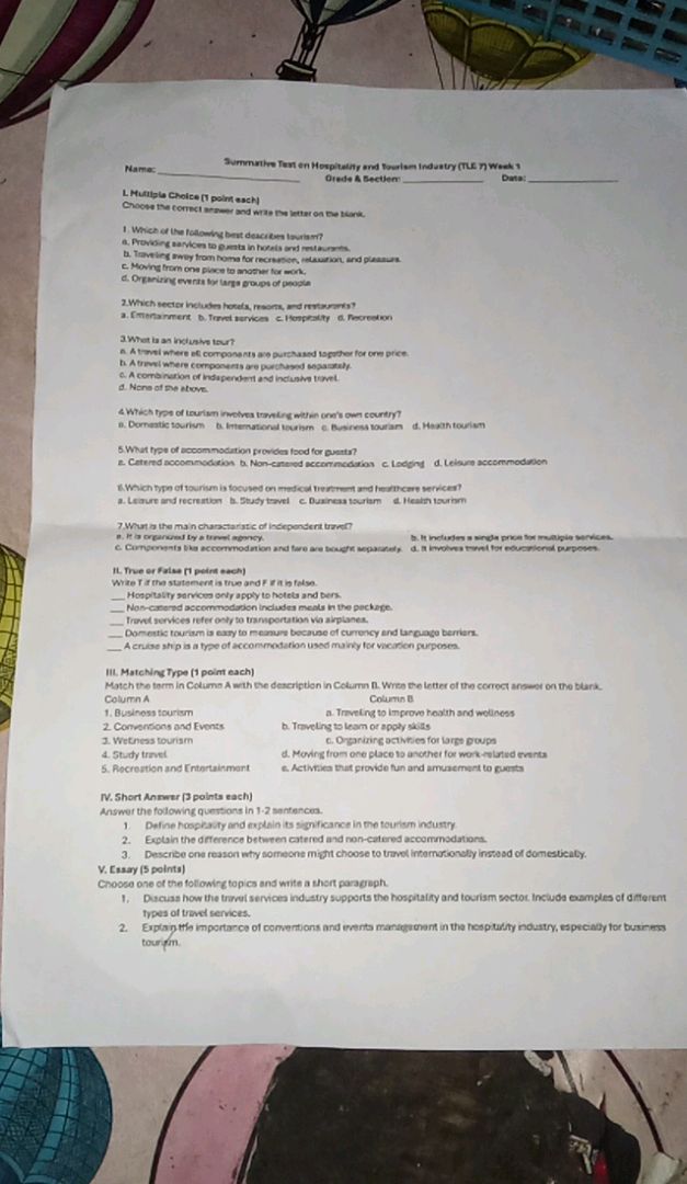 TLE 7 115 230 Activity Copy and answer on your big notebook AAnswer the following questions in 1 ...