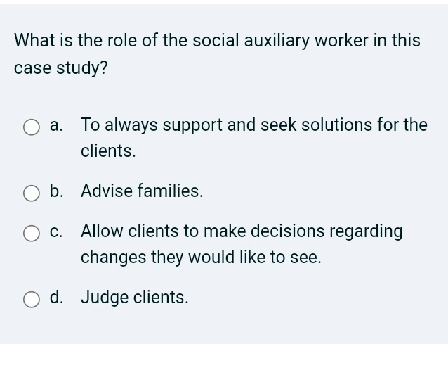 What is the role of the social auxiliary | StudyX
