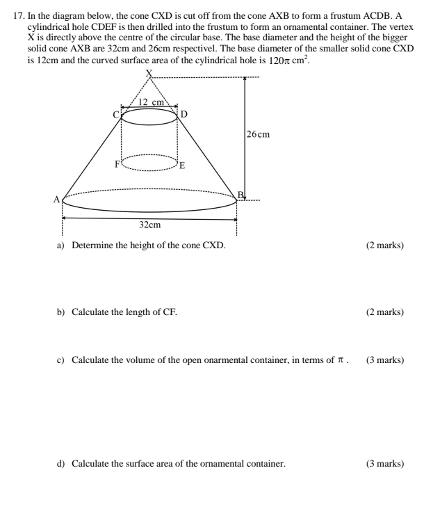 17 In the diagram below the cone CXD is cut | StudyX