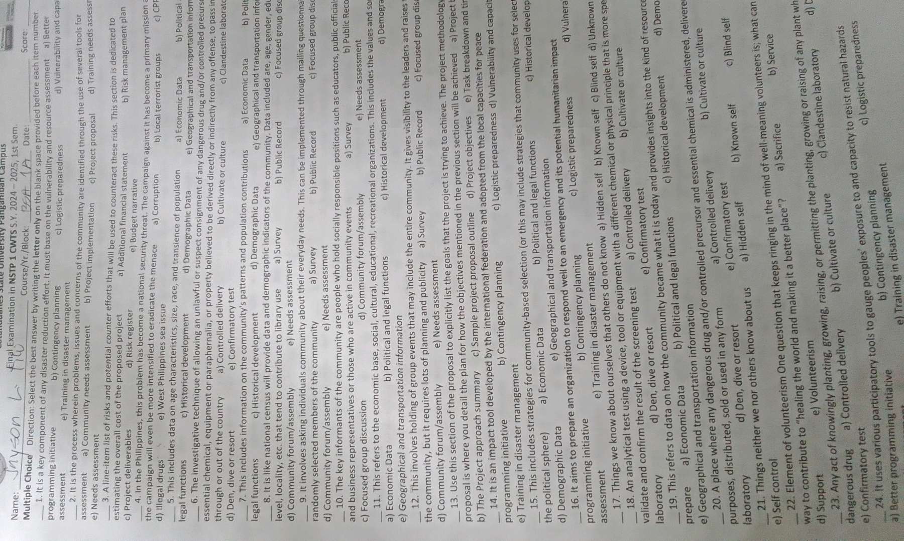 Name Jnyson L finde Course/Yr/Block BA 1 | StudyX