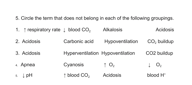 5 Circle the term that does not belong in | StudyX