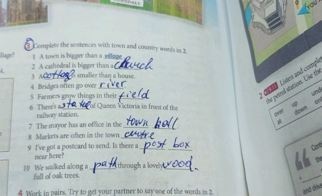 Complete the sentences with town and country | StudyX