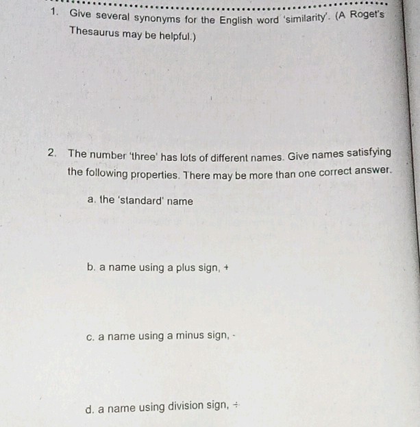 1 Give several synonyms for the English word | StudyX