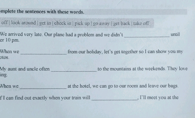 Complete the sentences with these words off | StudyX