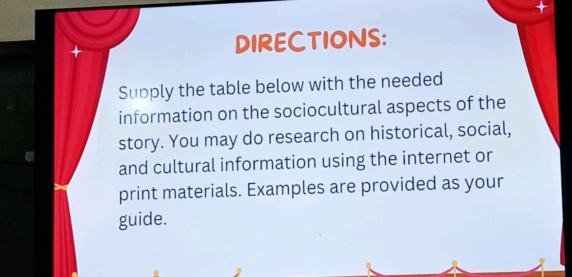 DIRECTIONS Supply the table below with the | StudyX