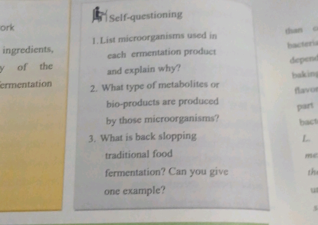 Self-questioning 1 List microorganisms used | StudyX