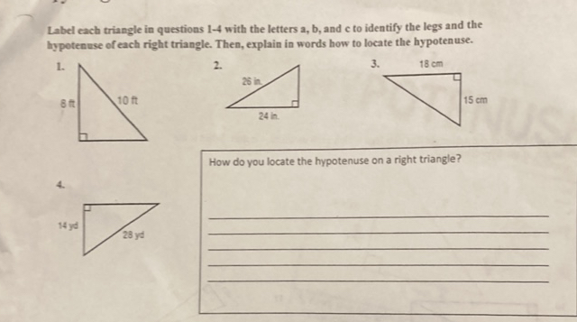 Label each triangle in questions 1-4 with | StudyX