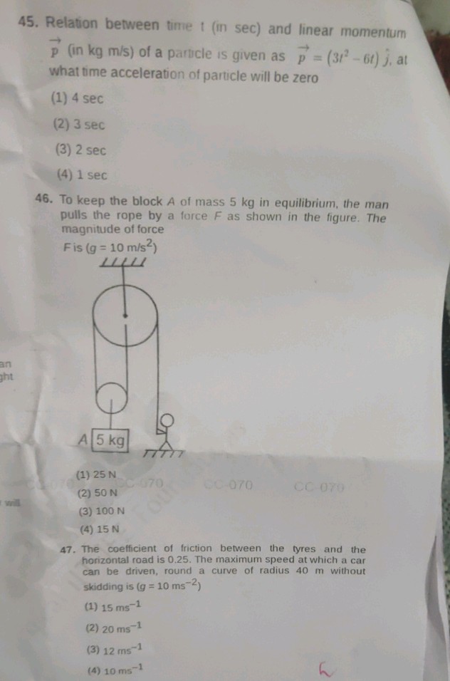 45 Relation between time t (in sec) and | StudyX