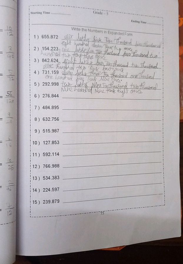 Write the Numbers in Expanded Form 1) 655872 | StudyX