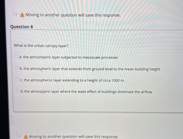 What is the urban canopy layer a the | StudyX