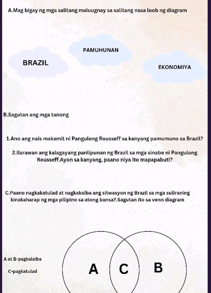 AMag bigay ng mga salitang maiuugnay sa | StudyX