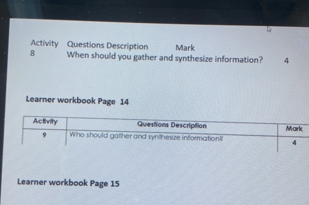 Activity Questions Description Mark 8 When | StudyX