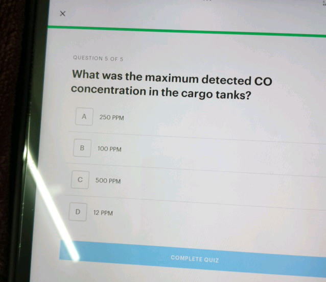 What was the maximum detected CO | StudyX
