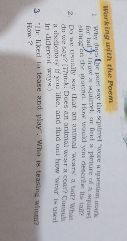 Working with the Poem 1 Why does the poet | StudyX