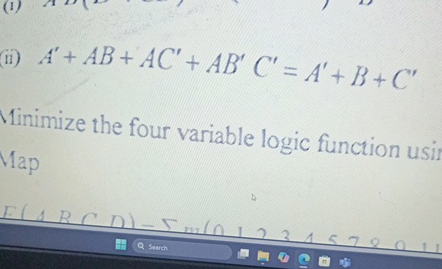 A + AB + AC + ABC = A + B + C Minimize the | StudyX