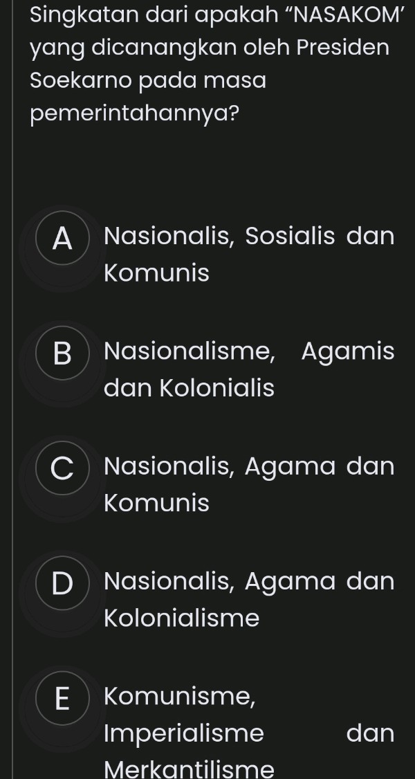 Singkatan dari apakah NASAKOM yang | StudyX