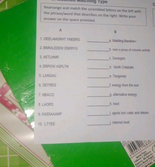 Rearrange and match the scrambled letters on | StudyX