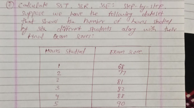 Calculate SST SSR SSE Step-by-step Suppose | StudyX