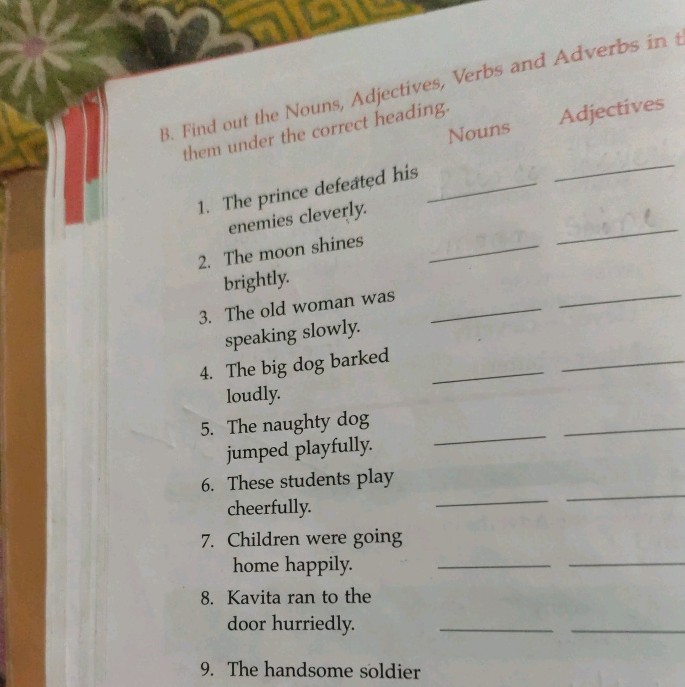 B Find out the Nouns Adjectives Verbs and | StudyX