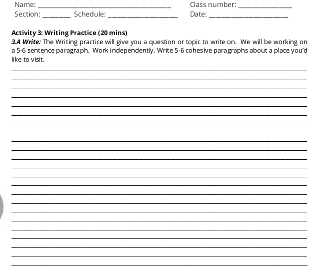 Activity 3 Writing Practice (20 mins) 3A | StudyX
