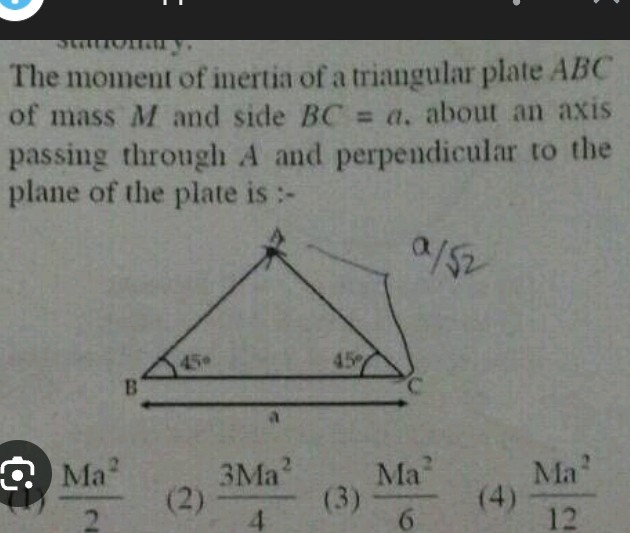 The moment of inertia of a triangular plate | StudyX