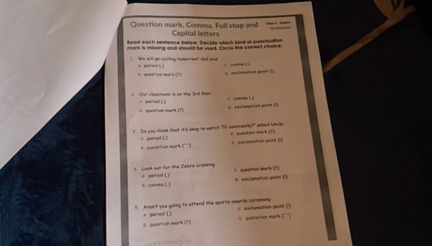 Question mark Comma Full stop and Capital | StudyX