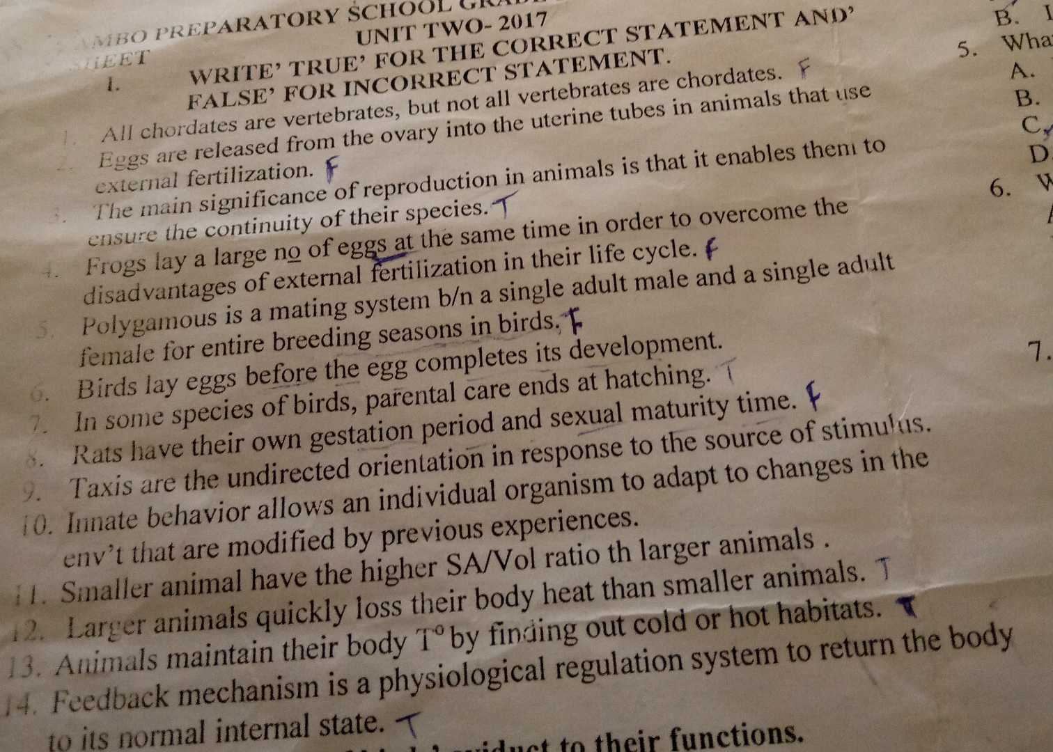 WRITE TRUE FOR THE CORRECT STATEMENT AND | StudyX