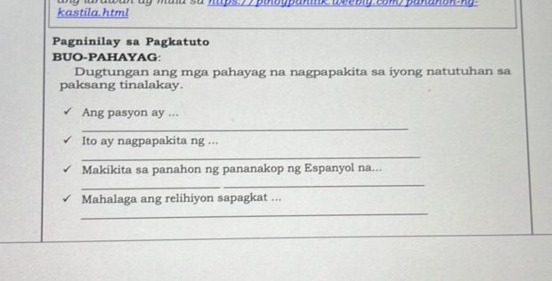 Pagninilay sa Pagkatuto BUO PAHAYAG | StudyX