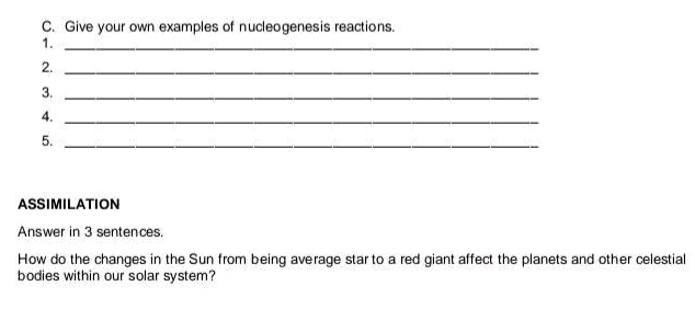 C Give your own examples of nucleogenesis | StudyX