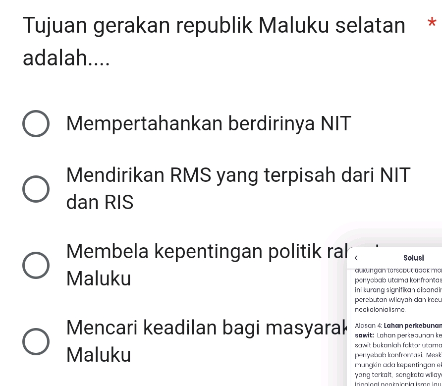 Tujuan gerakan republik Maluku selatan | StudyX