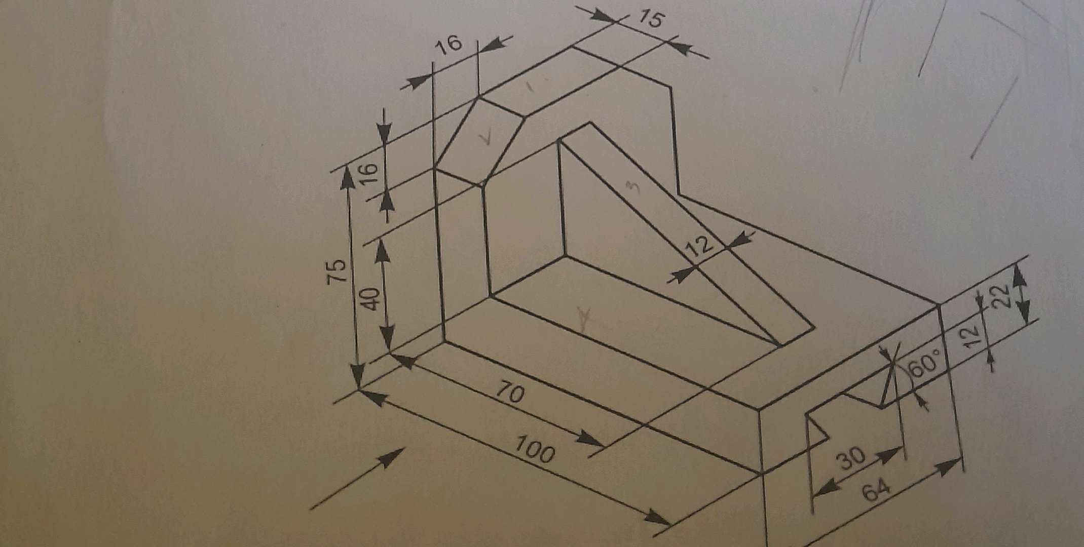 The image contains a 3D drawing with various | StudyX