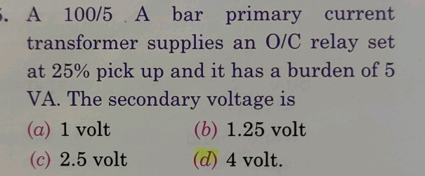 5 A 100/5 A bar primary current transformer | StudyX