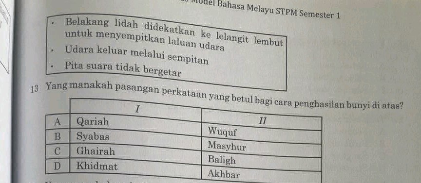 13 Yang manakah pasangan perkataan yang | StudyX