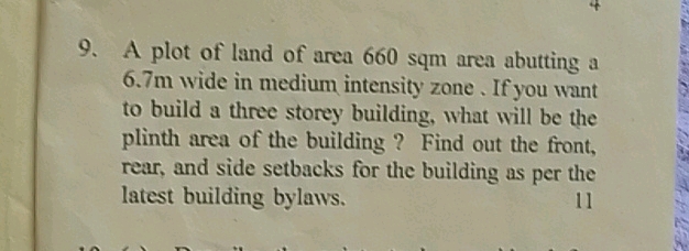 9 A plot of land of area 660 sqm area