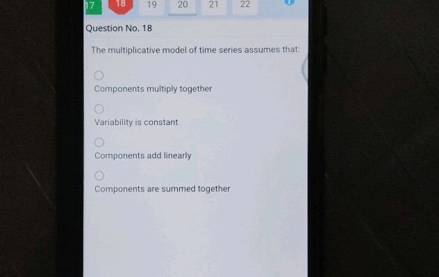 Question No 18 The multiplicative model of | StudyX