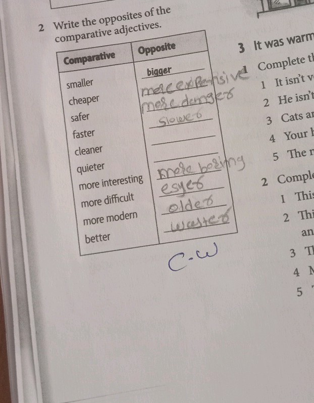 2 Write the opposites of the comparative | StudyX