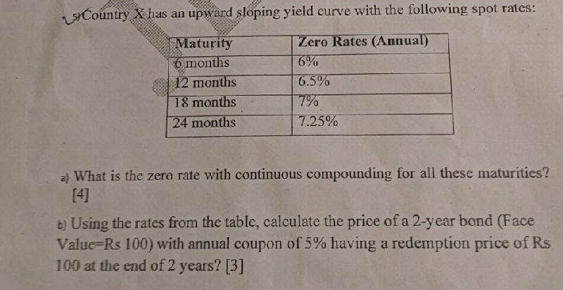 Country X has an upward sloping yield curve | StudyX