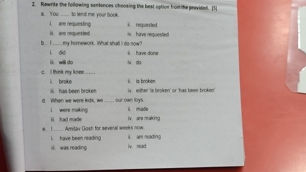 2 Rewrite the following sentences choosing | StudyX