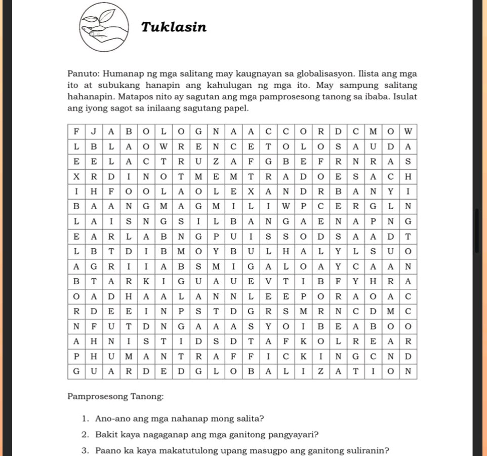 Tuklasin Panuto Humanap ng mga salitang may | StudyX