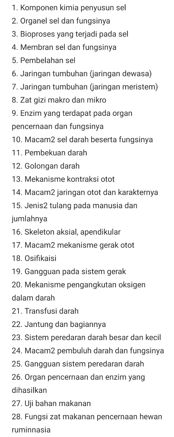 1 Komponen kimia penyusun sel 2 Organel sel | StudyX