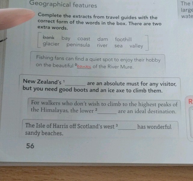 Geographical features Complete the extracts | StudyX