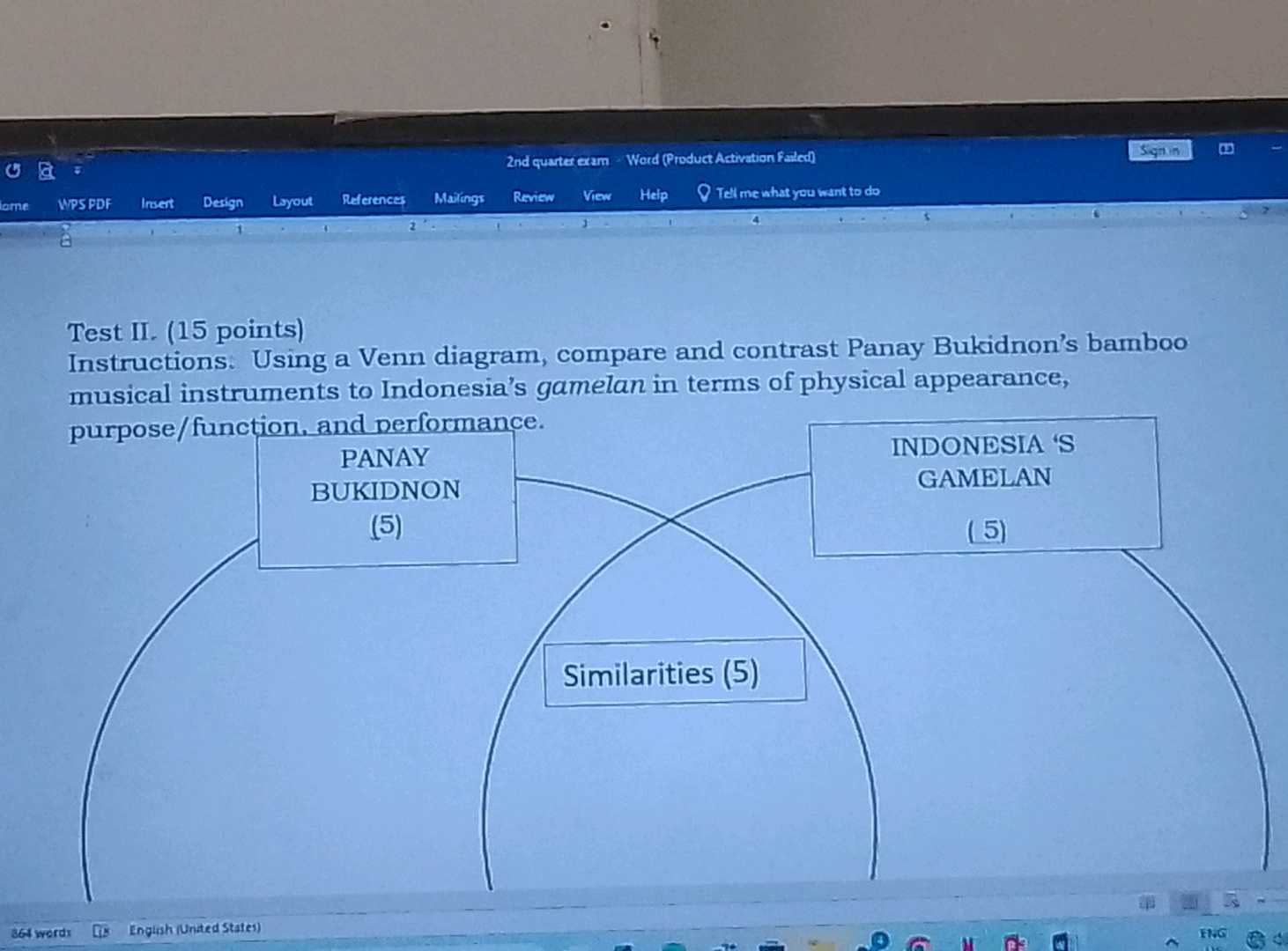 Test II (15 points) Instructions Using a | StudyX
