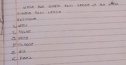 write the simple Past tense of the verbs | StudyX
