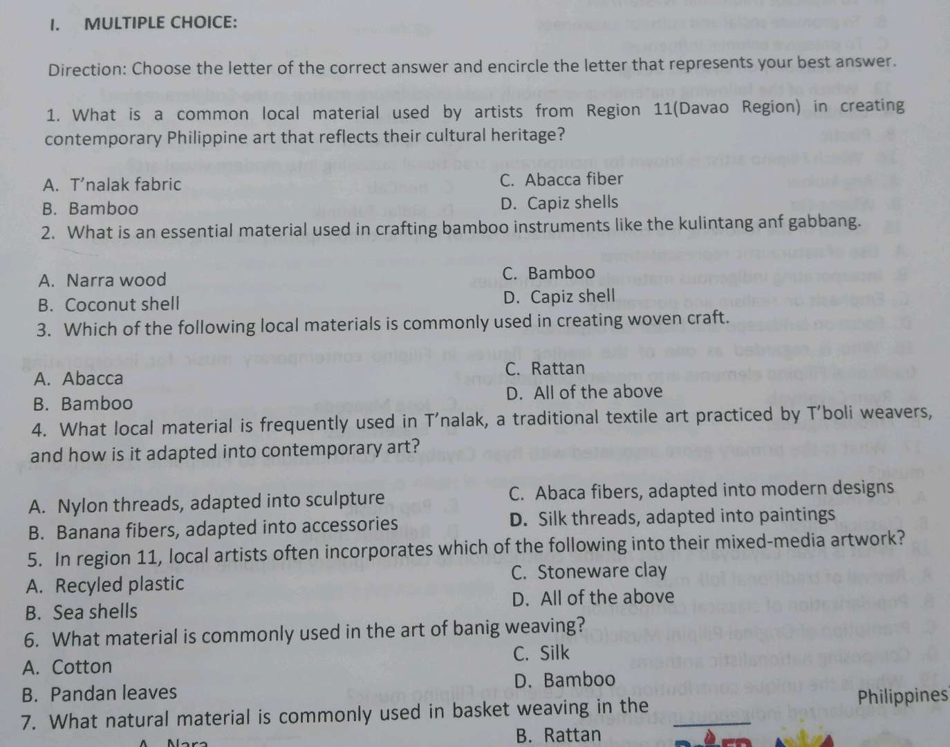 1 MULTIPLE CHOICE Direction Choose the | StudyX