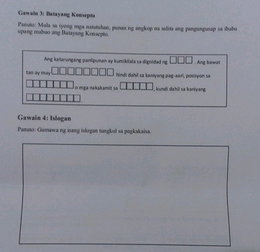 Gawain 3 Batayang Konsepto Panuto Mula sa | StudyX