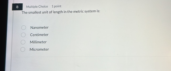 Multiple Choice 1 point The smallest unit of | StudyX