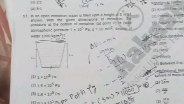 17 In an open container water is filled upto | StudyX