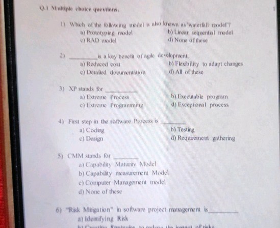 Q1 Multiple choice questions 1) Which of the | StudyX