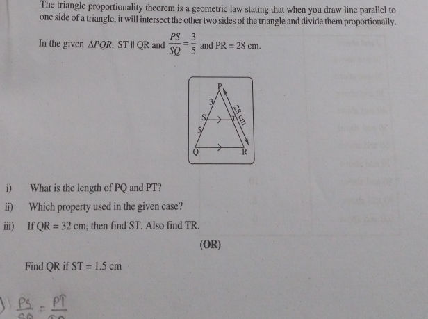 The triangle proportionality theorem is a | StudyX