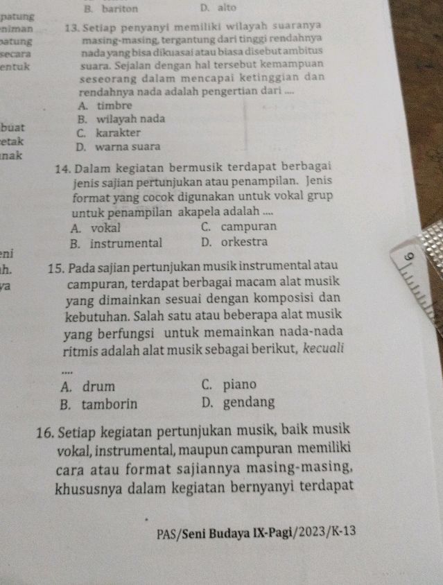 13 Setiap penyanyi memiliki wilayah suaranya | StudyX
